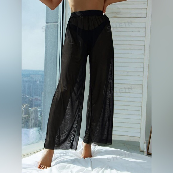 SHEIN | Pants & Jumpsuits | Shein Sheer Bathing Suit Coverup Pant ...